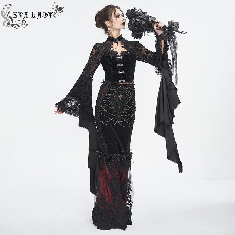 Weeping Beauty Lace Bell Sleeve Gothic Cropped Jacket Top by Eva Lady ...
