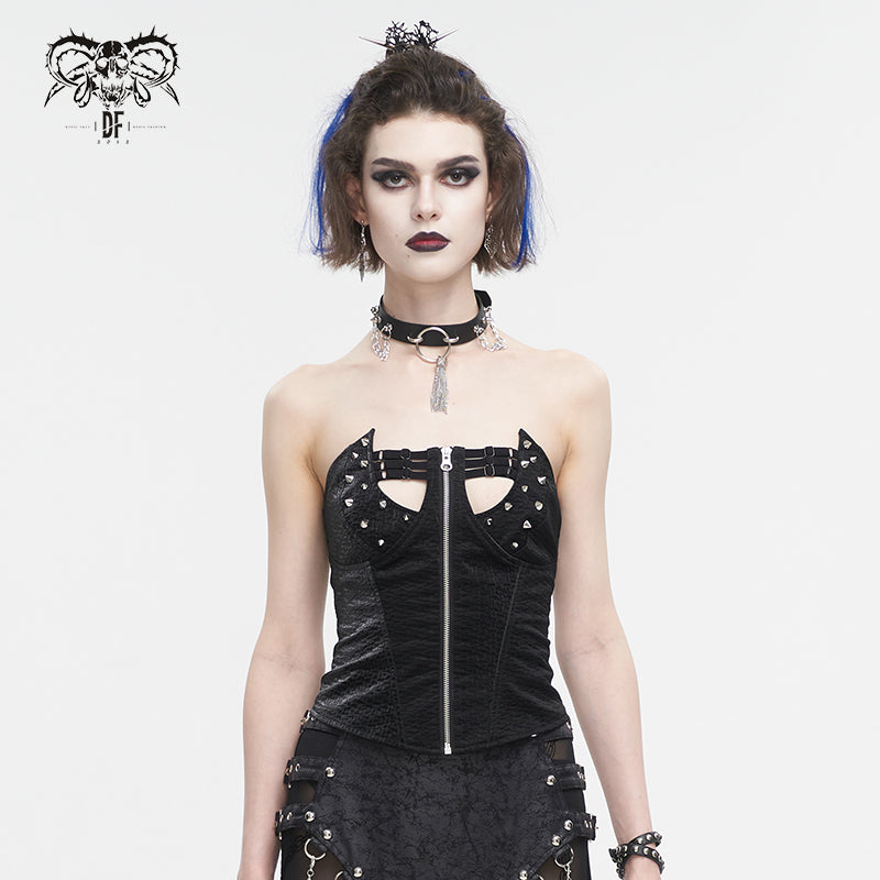 Trish Spiked Gothic Corset Top by Devil Fashion – The Dark Side of Fashion
